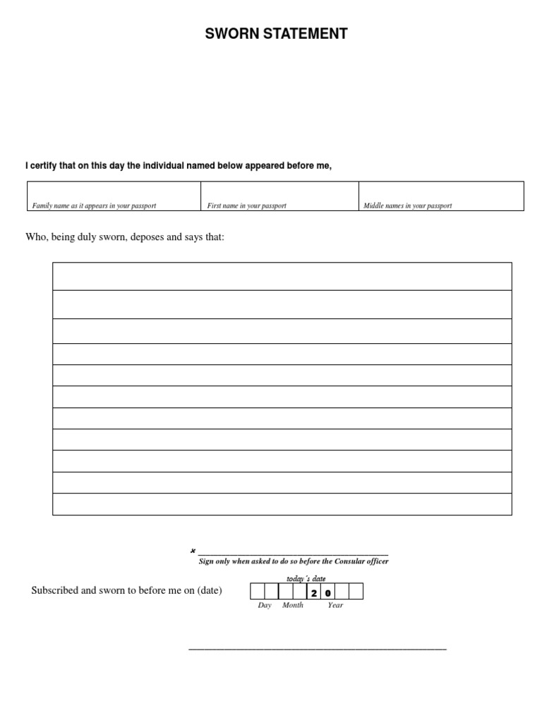 Sworn Statement Certification Template | PDF