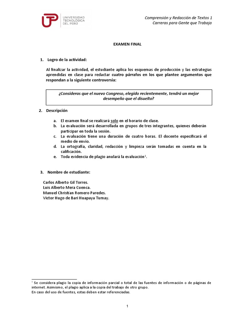 Examen Final-Congreso | PDF | Elecciones | Gobierno