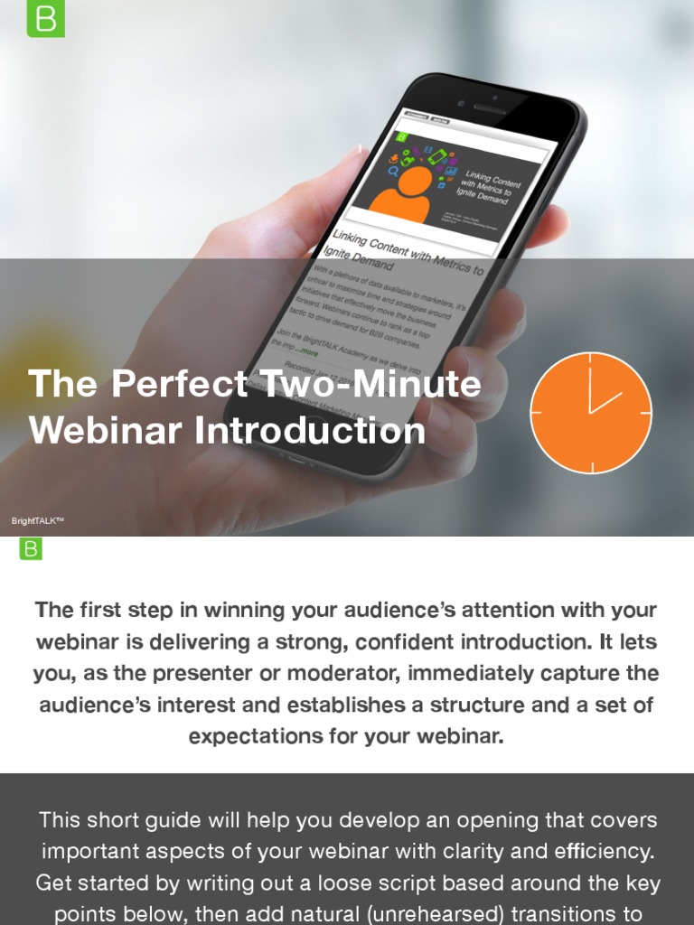 The Perfect Two-Minute Webinar Introduction: Brighttalk™ | PDF | Web ...
