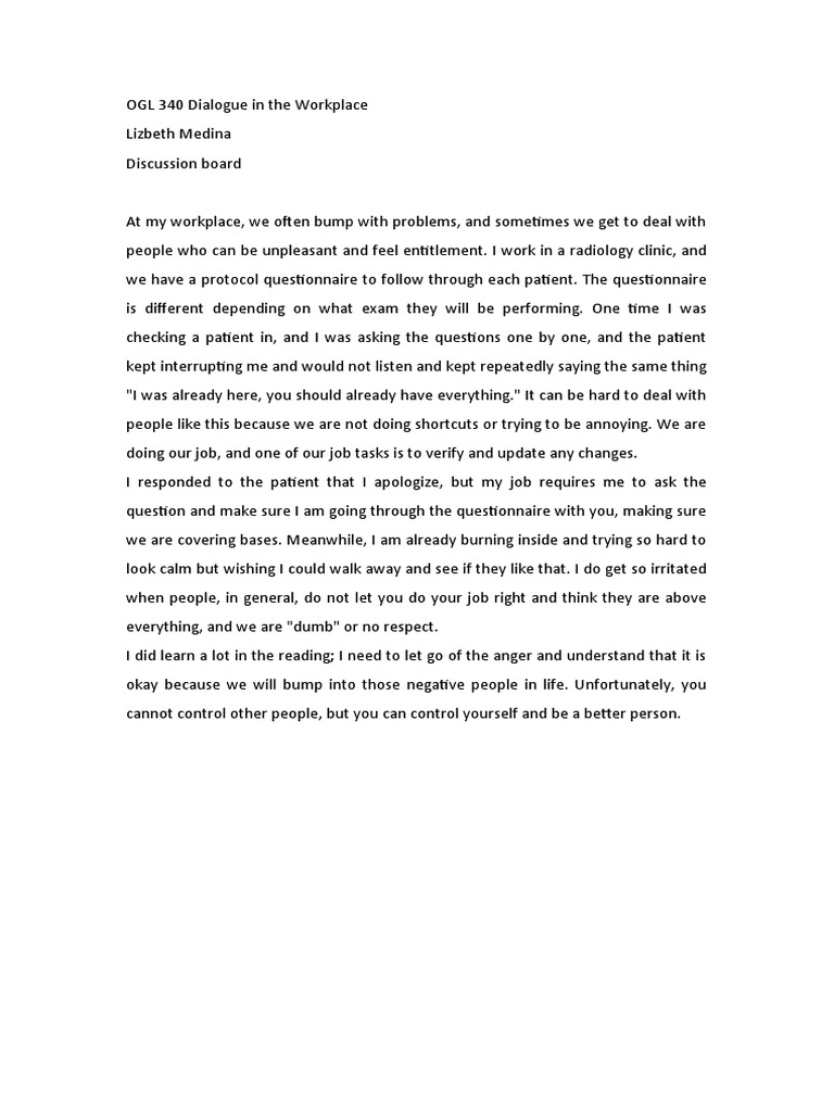 Ogl 340 Dialogue in The Workplace | PDF