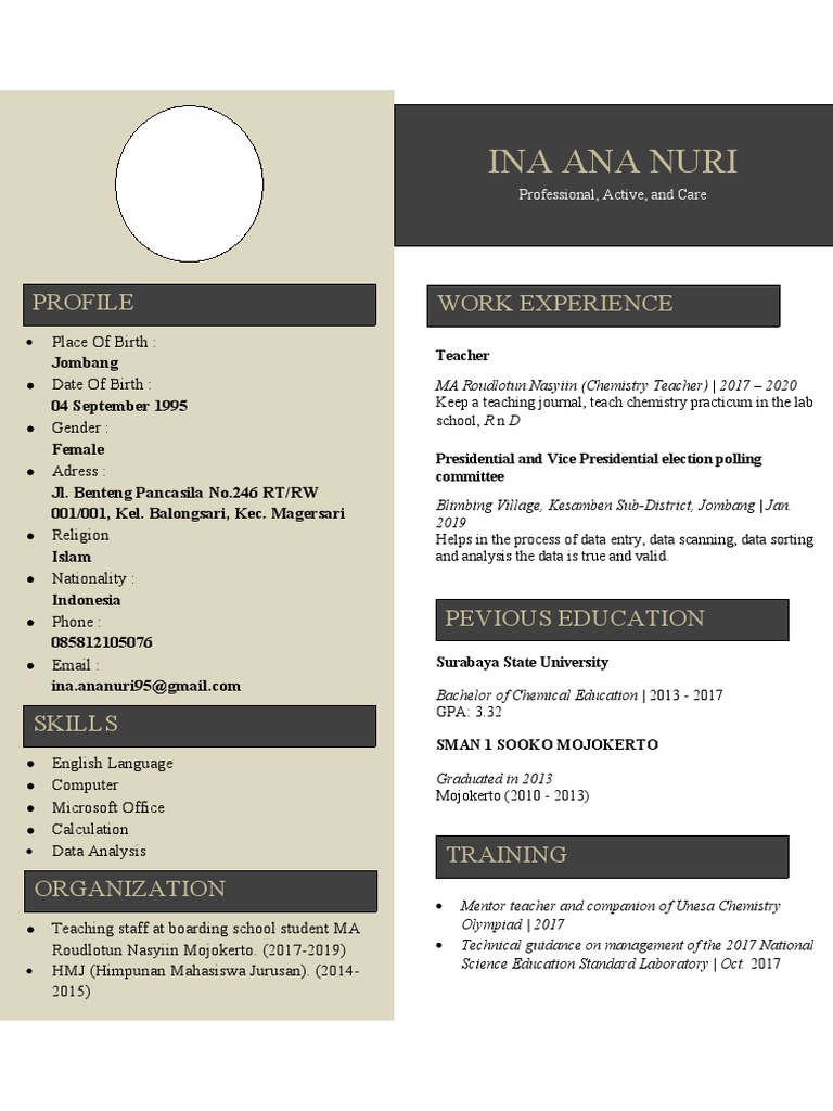 Ina Ana Nuri: Profile Work Experience | PDF