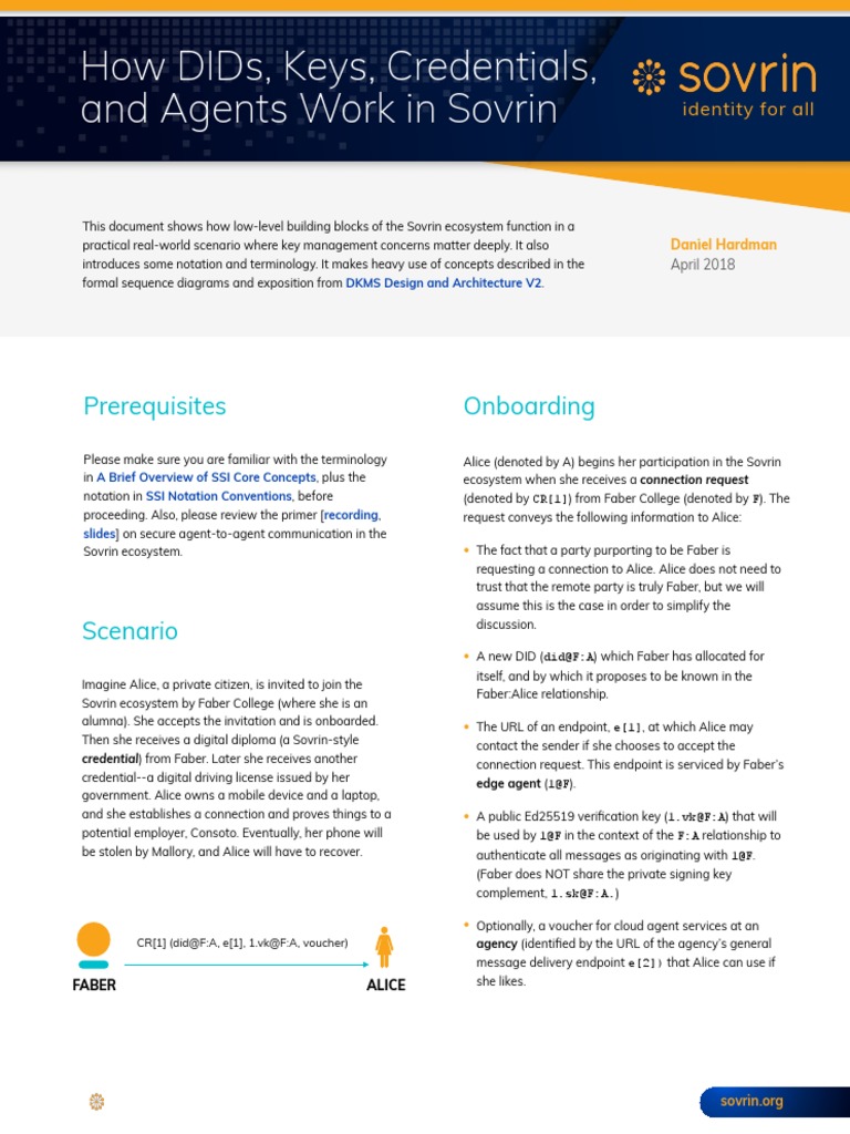 Dkms Design and Architecture V2: How Dids, Keys, Credentials, and Agents Work in Sovrin | PDF ...