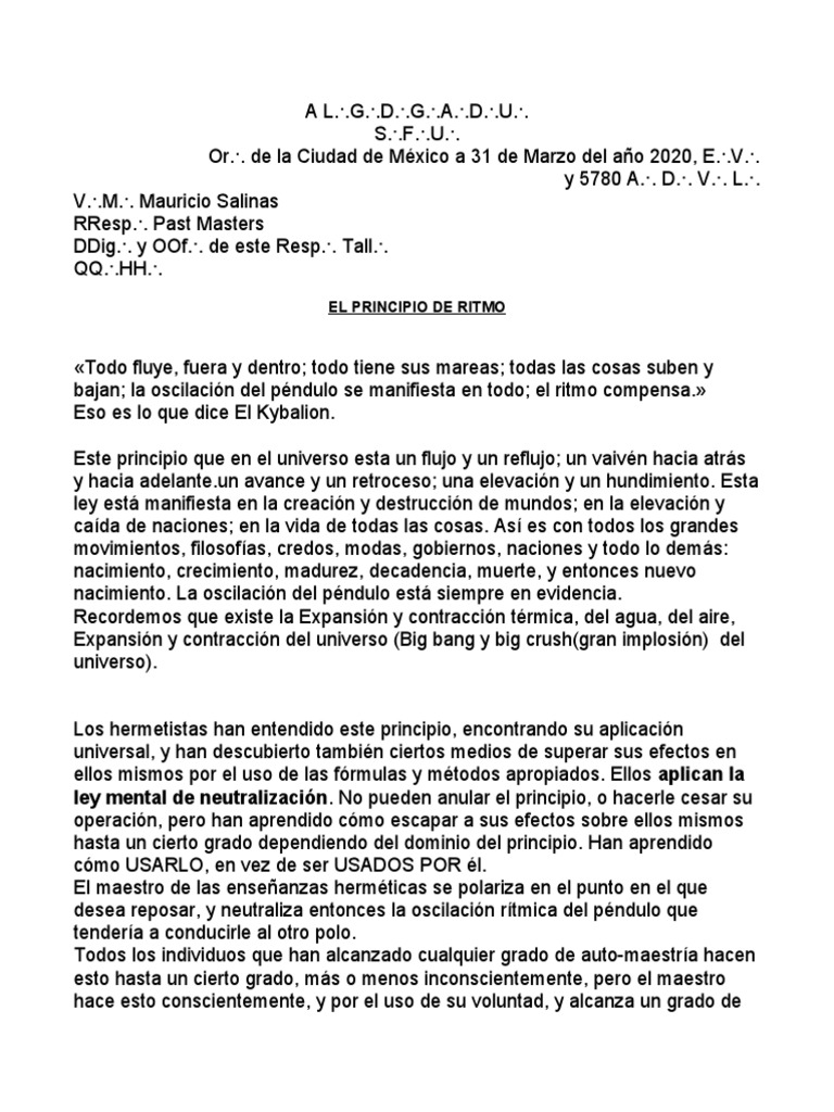 Principio de RITMO 31 DE MARZO | PDF | Oscilación | Ritmo