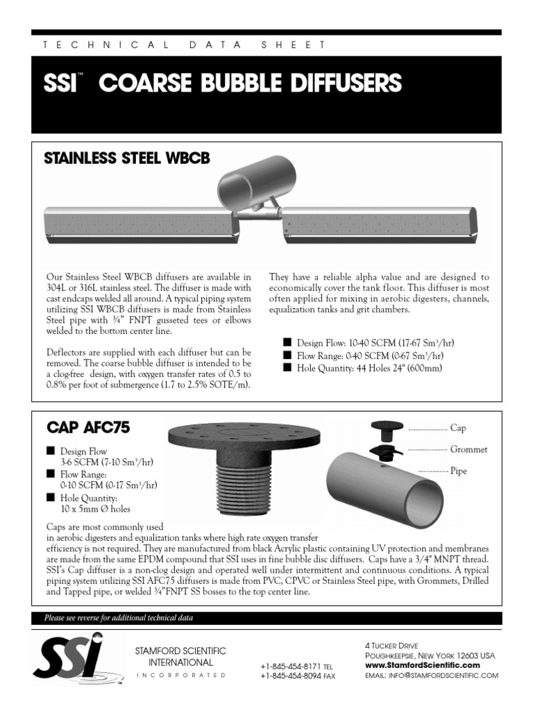 SSI CoarseBubbleDiffusers Final | PDF | Pipe (Fluid Conveyance) | Civil ...