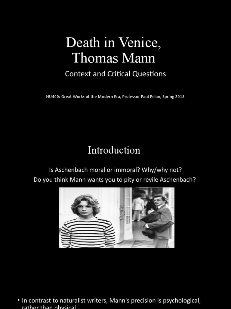 Death in Venice, Thomas Mann: Context and Critical Questions | PDF ...