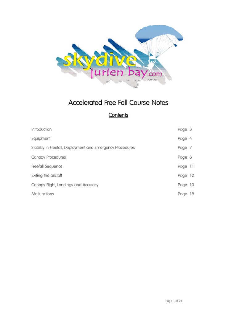 Accelerated Free Fall Course Notes: Page 1 of 21 | PDF | Parachuting ...