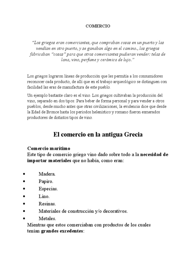 Comercio en la Antigua Grecia | PDF | Antigua Grecia | Grecia