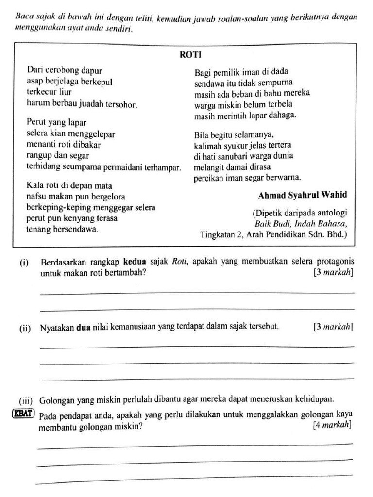 Latihan Sajak Roti | PDF