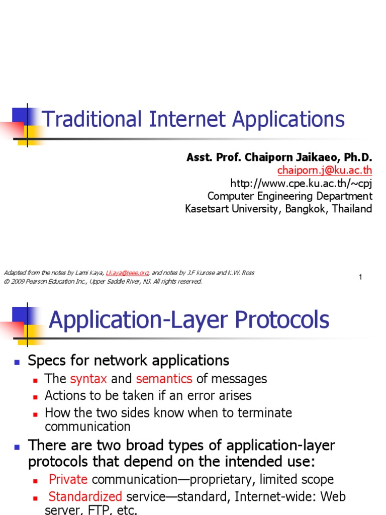 Traditional Internet Applications: Asst. Prof. Chaiporn Jaikaeo, PH.D ...