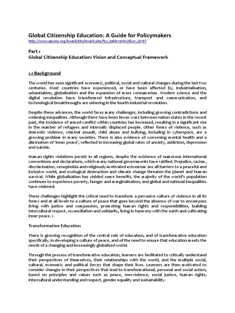 GCED-A Guide For Policymakers | PDF | Sustainability | Globalization