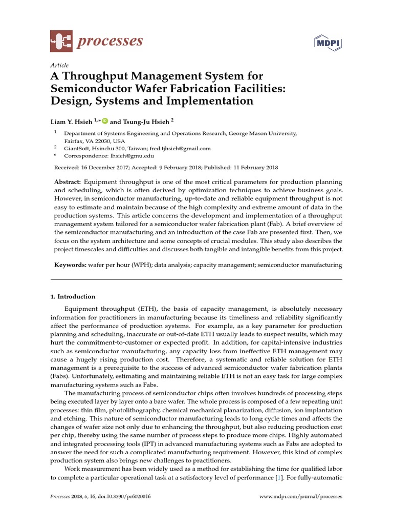 Throughput Management System for Semiconductor Wafer Fabrication | PDF ...
