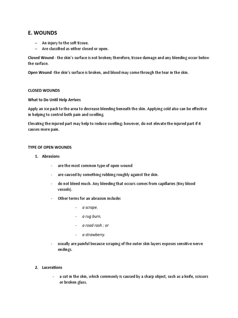 E. Wounds: A Scrape, A Rug Burn, A Road Rash or A Strawberry | PDF ...