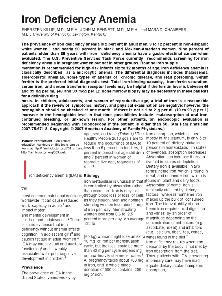 Iron Deficiency Amp | PDF | Anemia | Medicine