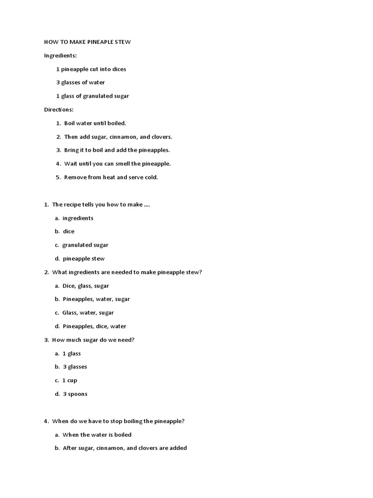 Pineapple Stew Recipe Guide | PDF | Foods | Cuisine