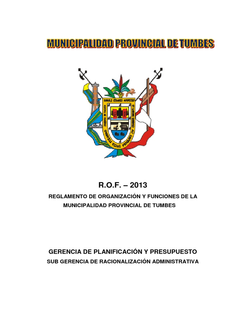 Reglamento de Organizacion de Funciones - Rof 2013 PDF | PDF | Alcalde | Gobierno local
