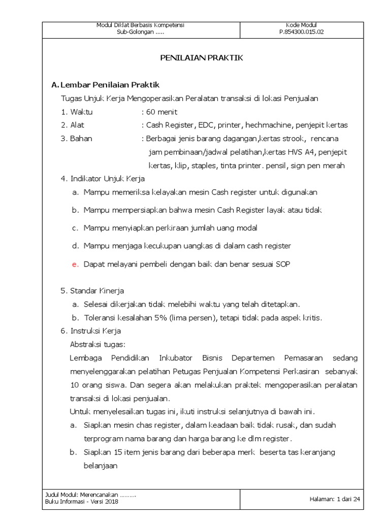 Pelatihan Mengoperasikan Hechmachine | PDF