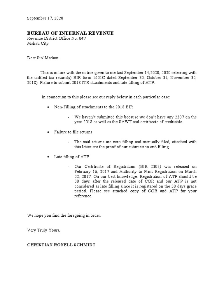 Letter To Bir | PDF