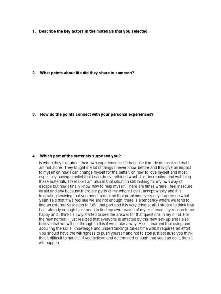 Describe The Key Actors in The Materials That You Selected | PDF