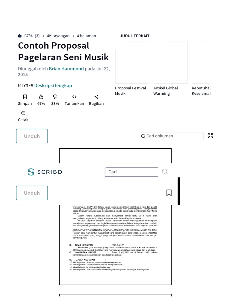 Contoh Proposal Pagelaran Seni Musik | PDF