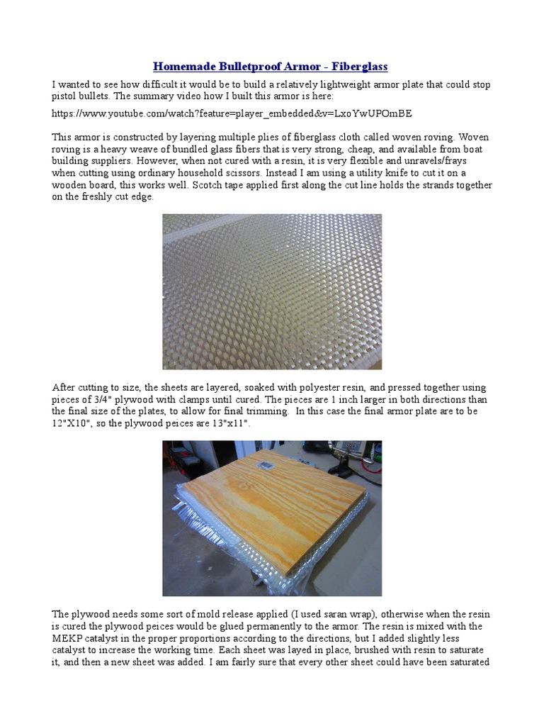 Homemade Bulletproof Armor Fiberglass PDF | PDF | Fiberglass | Plywood