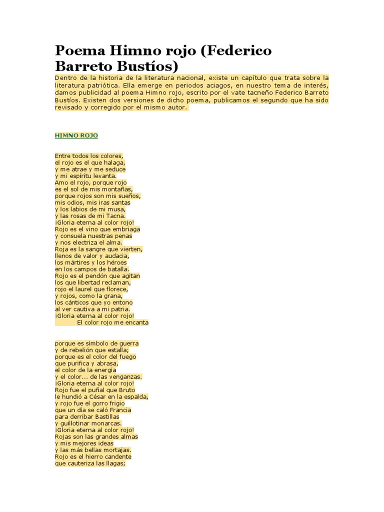 Poema Himno Rojo | PDF