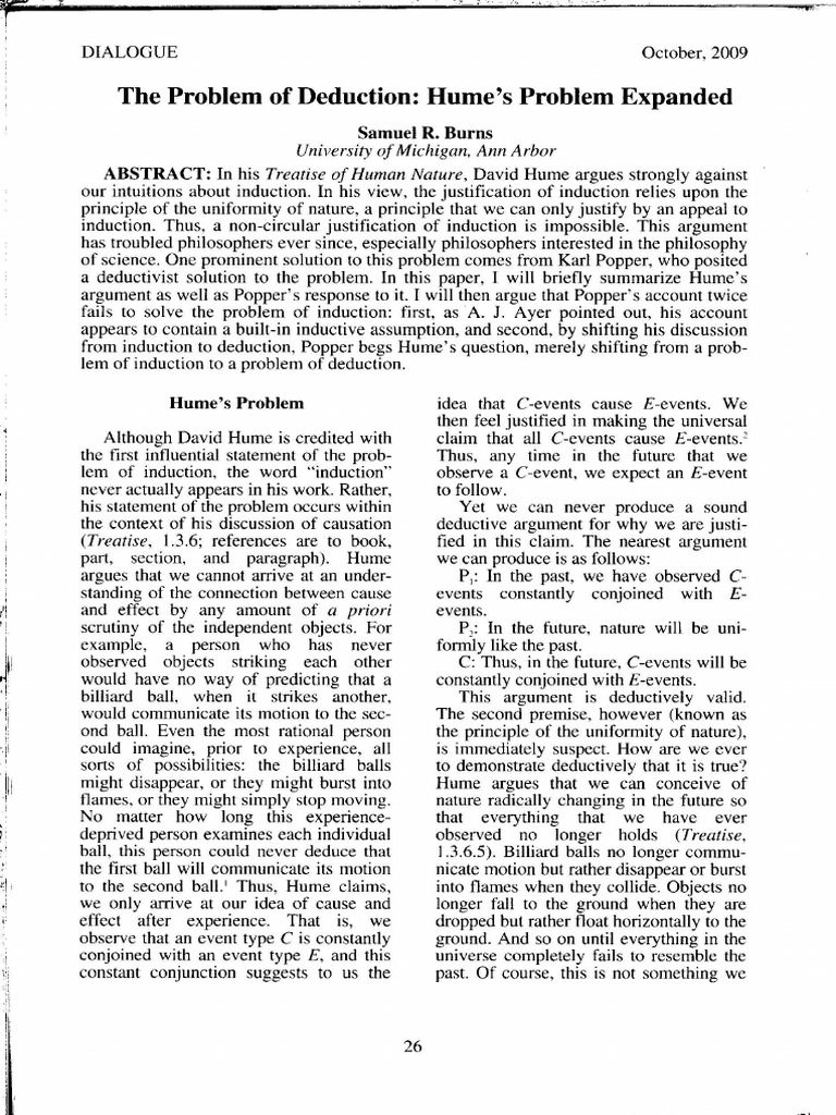 The Problem of Deduction Humes Problem E | PDF | Falsifiability ...
