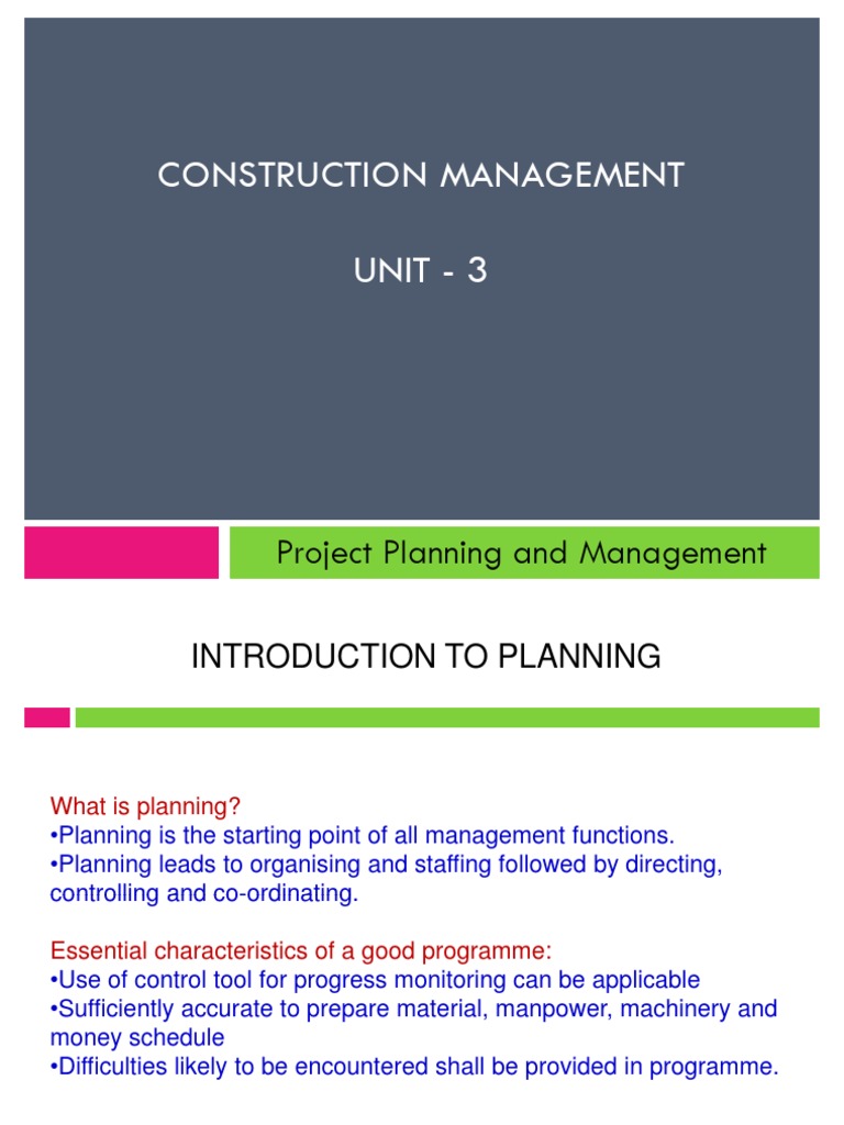 UNIT - 3 CONSTRUCTION MANAGEMENT Part A | PDF | Business