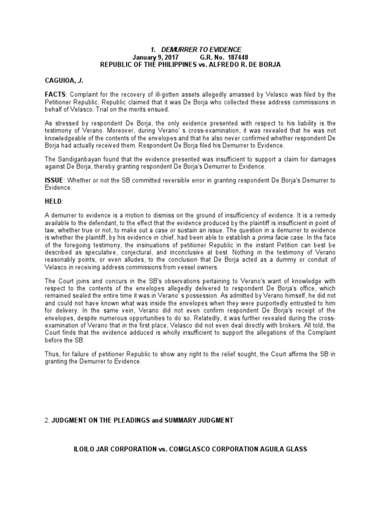 Demurrer To Evidence | PDF | Lawsuit | Pleading