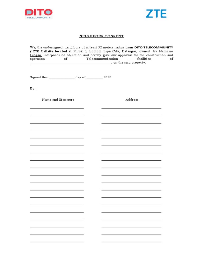 Neighbors Consent English With Logo | PDF