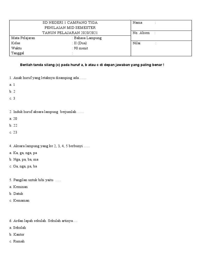 Soal SBDP Kelas 2 Fix | PDF