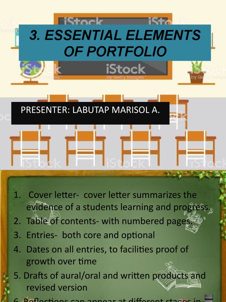 Essential Elements of Portfolio: Presenter: Labutap Marisol A | PDF