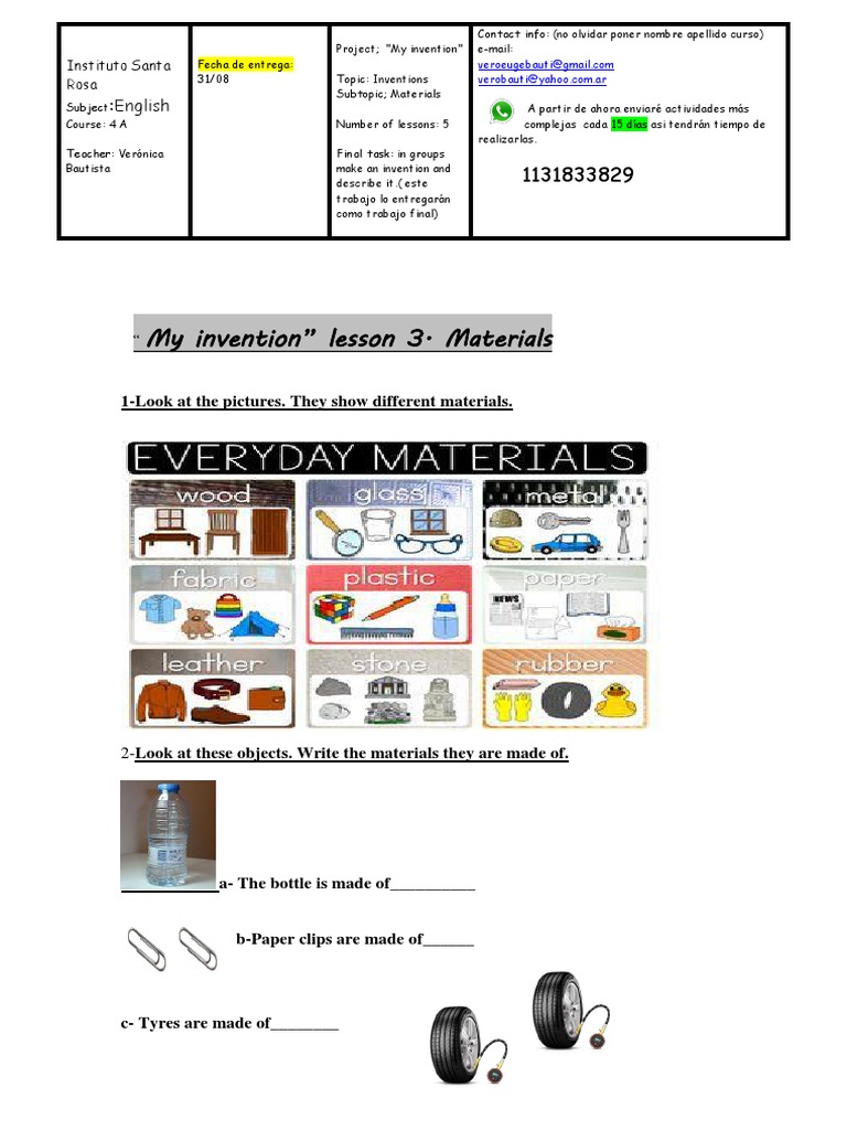 Invention Materials Lesson Plan | PDF