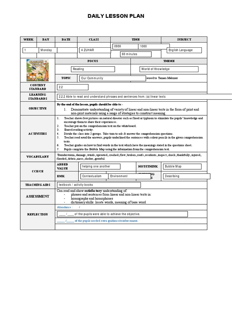 Daily Lesson Plan: Week DAY Date Class Time Subject | Download Free PDF ...