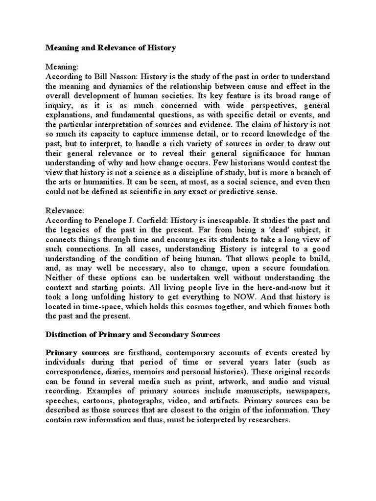 Meaning and Relevance of History | PDF | Primary Sources | Science
