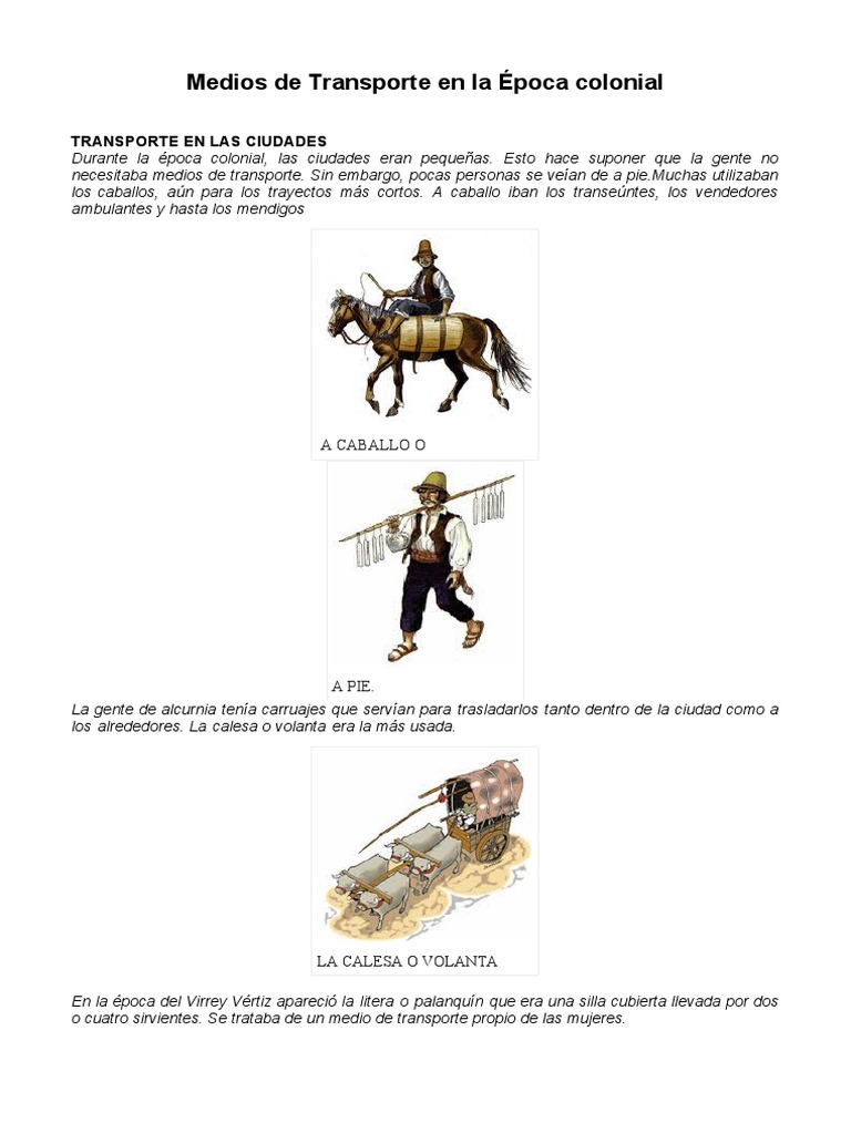 Medios de Transporte en La Época Colonial | PDF