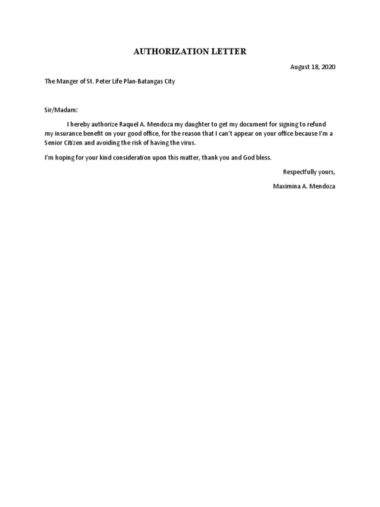 Authorization Letter | PDF