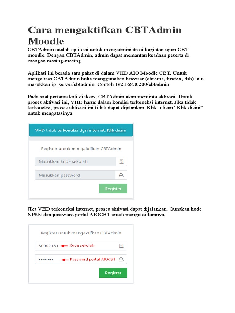 Cara Mengaktifkan CBTAdmin Moodle | PDF