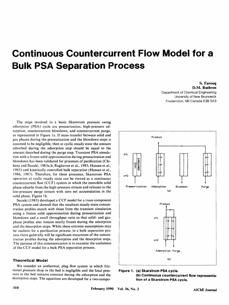 Continuous Countercurrent Flow Model For A Bulk PSA Separation Process ...