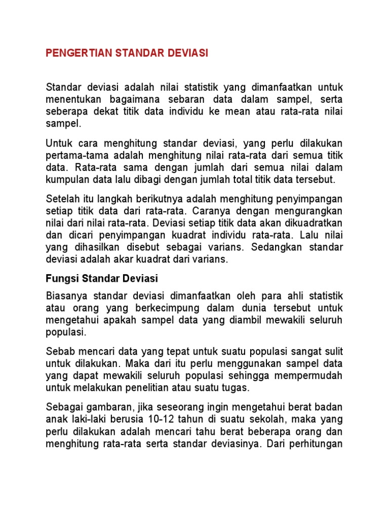 Pengertian Standar Deviasi | PDF