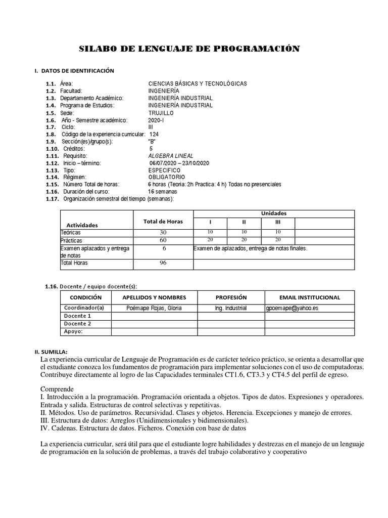 Lenguaje de Programación - Sección B | PDF | Lenguaje de programación ...