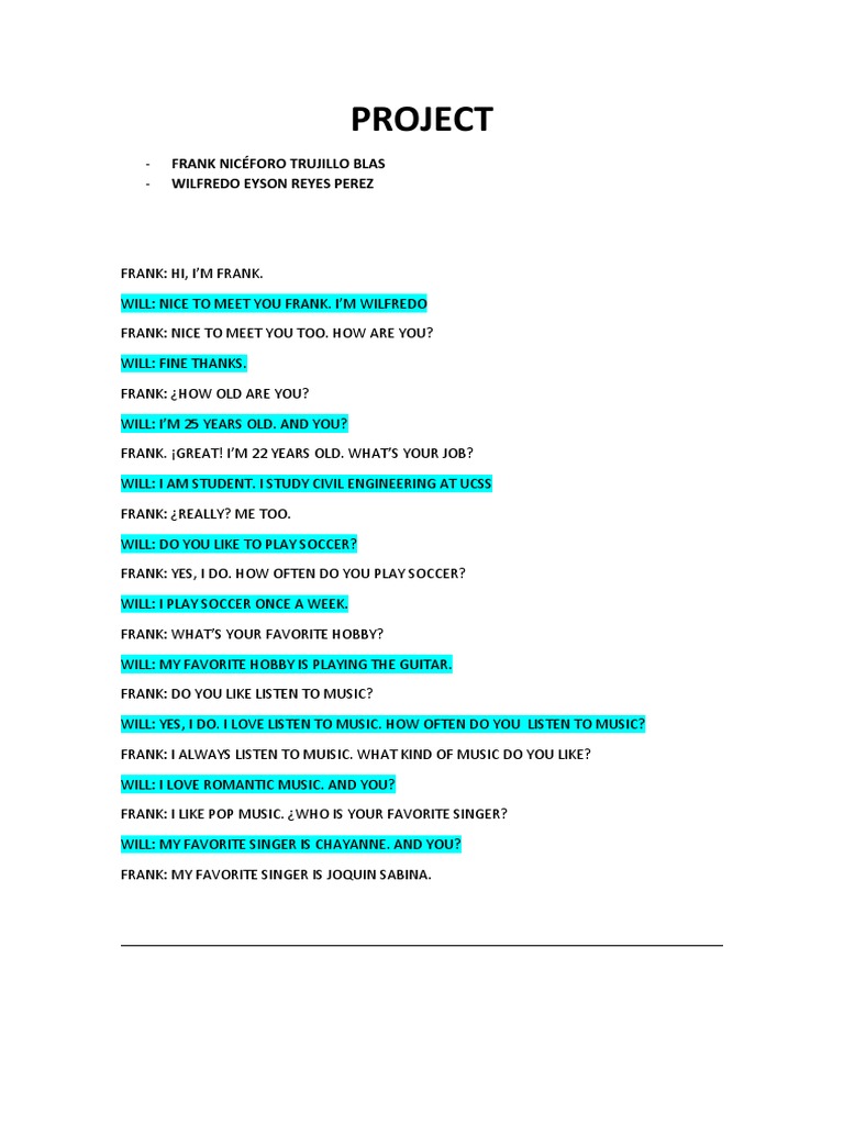 Frank and Wilfredo's Conversation | PDF