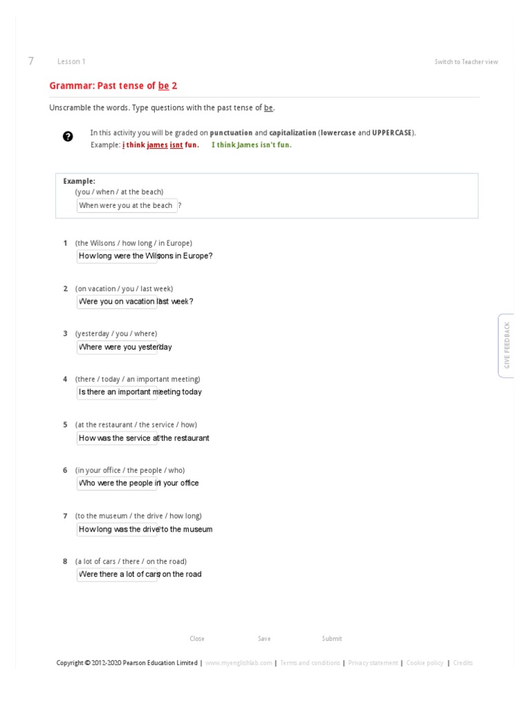IntBOnVactionGrammar Past Tense of Be 2 - Mode Solve - Unit 7 Lesson 1 - Top Notch Level 1 3rd ...