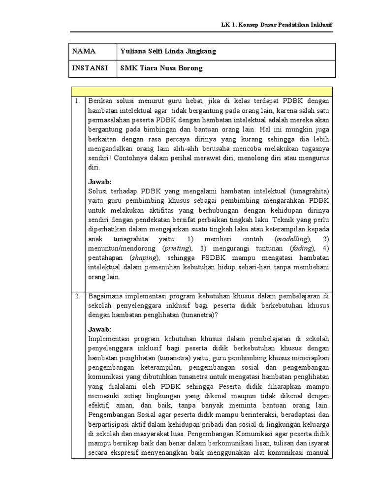 Yuliana Selfilinda Jingkang - LK 5 Pengenalan Program Kebutuhan Khusus | PDF