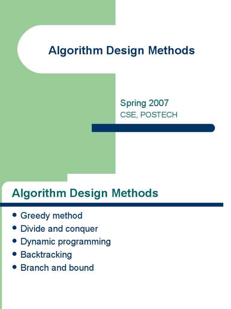Algorithm Design Methods: Spring 2007 | PDF | Mathematical Optimization ...