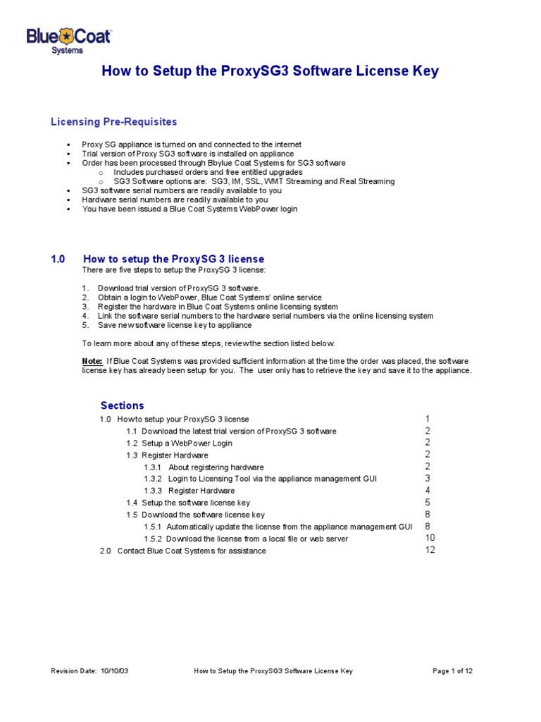 HowTo Setup ProxySG3 SW License Key | PDF | Proxy Server | World Wide Web
