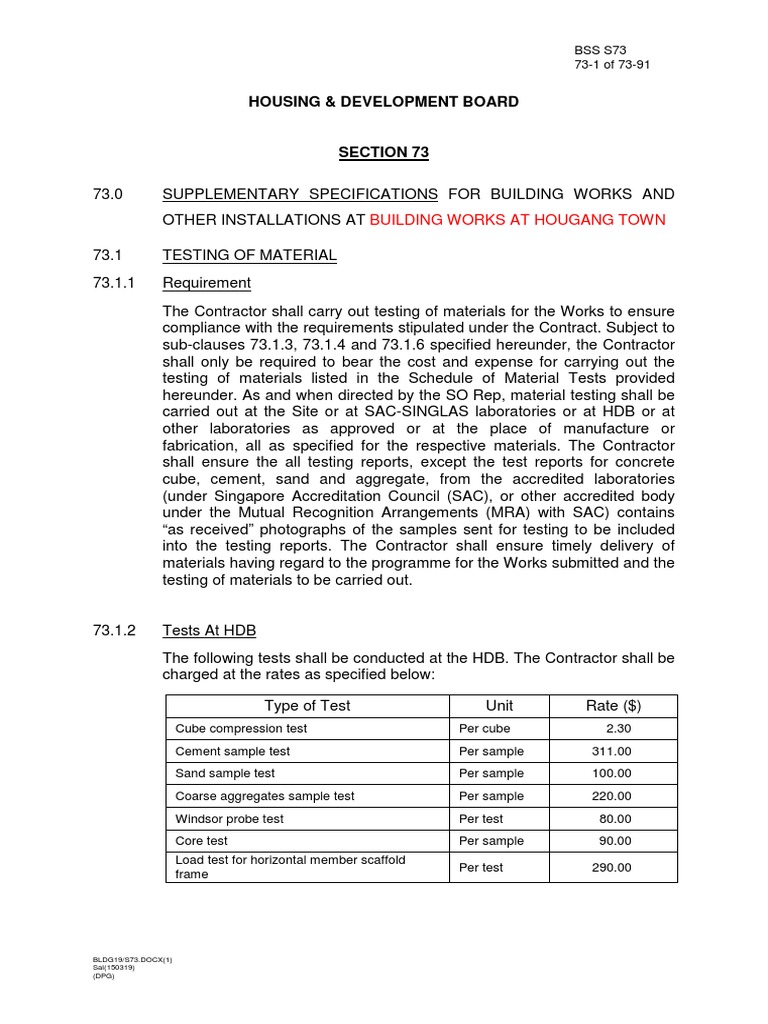 13 STD Supplementary Specifications S73 - Building - 15 Mar 2019 PDF ...