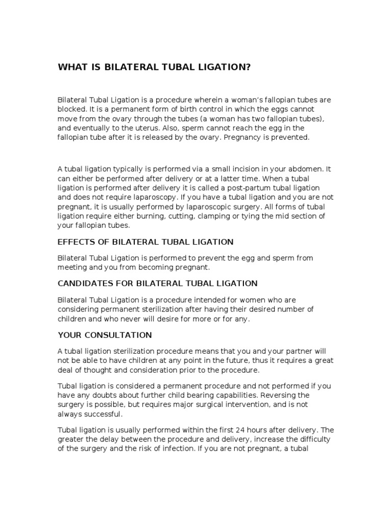 What Is Bilateral Tubal Ligation? | PDF | Women's Health | Sexual Health