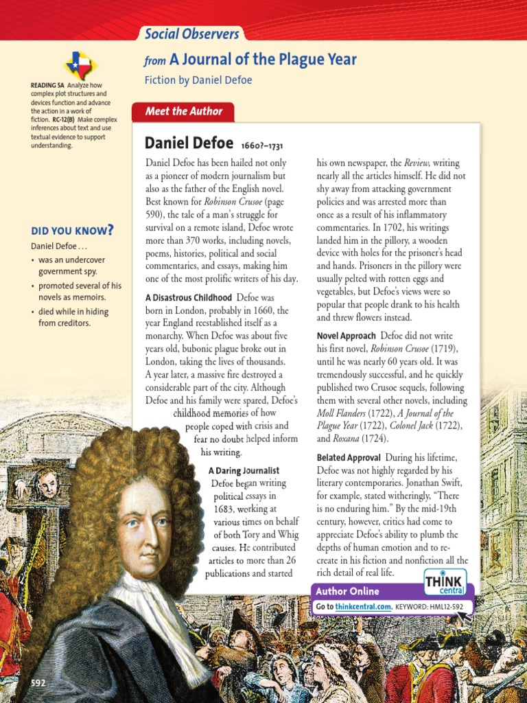 A Journal of The Plague Year - Daniel Defoe - Excerpt - ENG. 212 - Lit ...