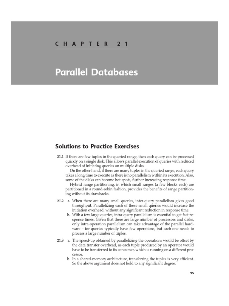 Parallel Databases: Solutions To Practice Exercises | PDF | Parallel Computing | Databases