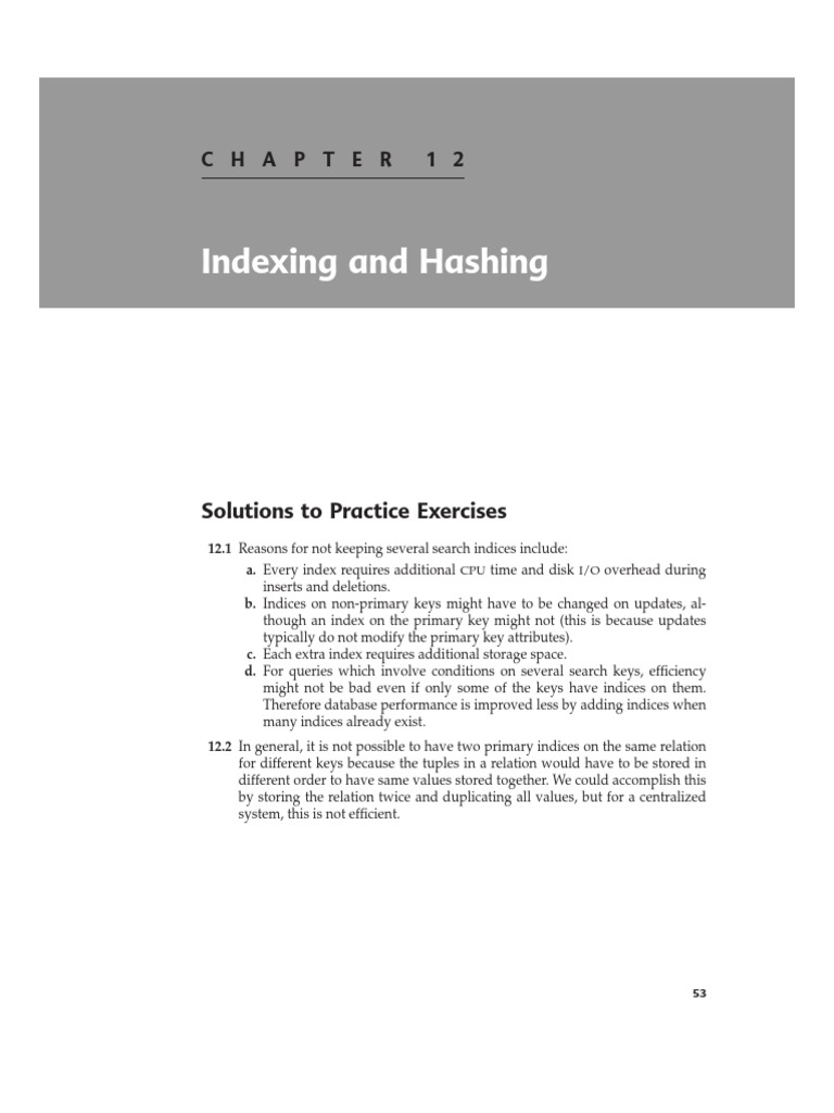 Indexing and Hashing: Solutions To Practice Exercises | PDF | Database Index | Algorithms
